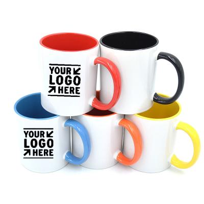 China 11OZ Two Tone Customized Ceramic Cup Large Ceramic Coffee Mugs for sale