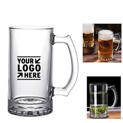 China Custom Logo 17 OZ Glass Beer Mug With Handle Crystal Beer Mugs Stein Mugs For Freezer Big Beer Mugs for sale