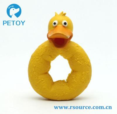 China Latex Yellow Pet Duck Interactive Dog Squeaky Toy 13cm for Small Medium Dogs for sale