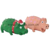 China Latex Squeaky Pig Dog Toy 20cm Durable Pet Chew Toy with Fleece Design for sale