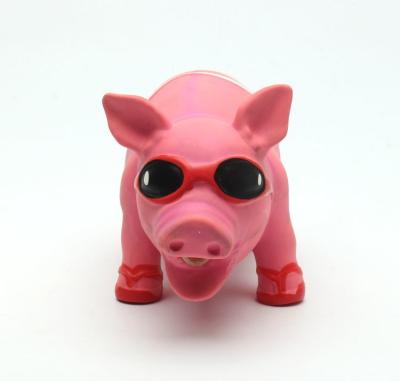 China Wholesale Latex Pig Dog Toy 22cm with Squeaky Sound and Sunglasses for Small Medium Breeds for sale