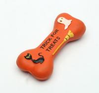 China Halloween Bone Squeaky Dog Toy 14cm Latex Pet Toy for Small Medium Dogs for sale