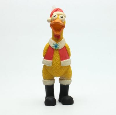 China Non-Toxic Latex Squeaky Chicken Dog Toy 24cm Colorful Pet Chew Toy for sale