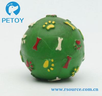 China Latex Squeaky Dog Ball Toy with Bone and Paw Print 8.5cm for Small Medium Dogs for sale
