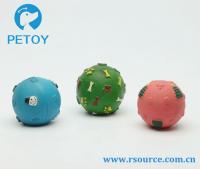 China Latex Squeaky Dog Ball Toy with Bone and Paw Print 8.5cm for Small Medium Dogs for sale
