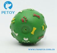 China Latex Squeaky Dog Ball Toy with Bone and Paw Print 8.5cm for Small Medium Dogs for sale