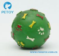 China Latex Squeaky Dog Ball Toy with Bone and Paw Print 8.5cm for Small Medium Dogs for sale