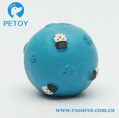 China Christmas Latex Dog Ball Toys Durable Squeaky 7cm for Small Medium Pets for sale