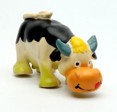 China Non Toxic Latex Cow Shape Dog Teaser Toy 17cm Interactive Squeaky Pet Toy for sale