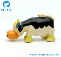 China Non Toxic Latex Cow Shape Dog Teaser Toy 17cm Interactive Squeaky Pet Toy for sale