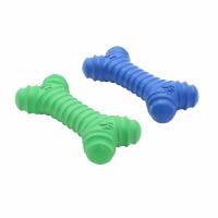 China Commercial Soft Rubber Squeaky Dog Toy Bone 148g 18cm Custom Color for sale