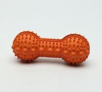 China Rubber Dog Food Dispenser Toy Bone Shape 15cm Long Interactive Chew Toy for sale