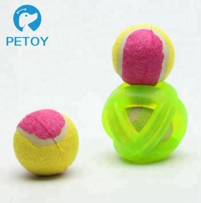 China Christmas Plastic Chew Toys for Dogs Indestructible Fetch Ball Set 9cm TPR for sale