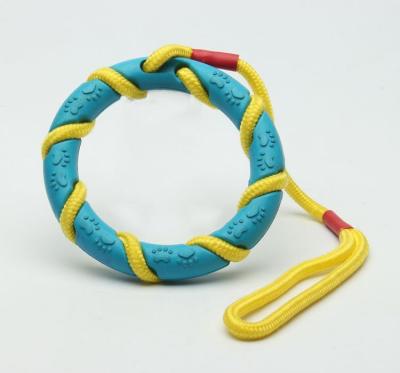 China Round O Pet Dog Dental Chew Toy Durable TPR with Rope 50cm Length for sale