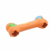 China Rubber Dog Teeth Cleaning Bone Toy with Cotton Rope 8cm for Hard Chewers for sale
