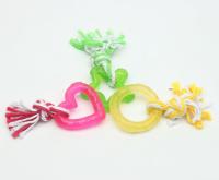 China TPR Dog Toy Heart Star Round Shape Chew Toy for Bulldogs 7x7.5cm for sale