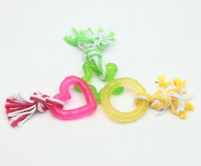 China TPR Dog Toy Heart Star Round Shape Chew Toy for Bulldogs 7x7.5cm for sale