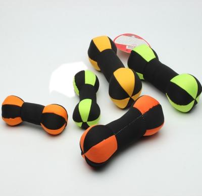 China Interactive Dumbbell Dog Toy Floating Bite Tug 17cm Durable Pet Play for sale