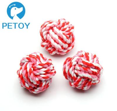 China 100% Cotton Rope Ball Dog Toy Bright Colors Durable Chew Toy for Large Breeds Custom Size for sale