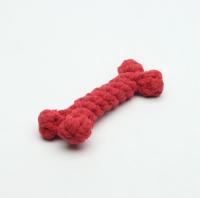 China Durable Cotton Rope Dog Bone Chew Toy 16cm Red Puppy Tug Toy for sale