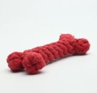 China Durable Cotton Rope Dog Bone Chew Toy 16cm Red Puppy Tug Toy for sale