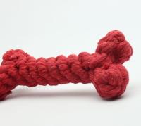 China Durable Cotton Rope Dog Bone Chew Toy 16cm Red Puppy Tug Toy for sale