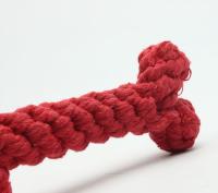 China Durable Cotton Rope Dog Bone Chew Toy 16cm Red Puppy Tug Toy for sale