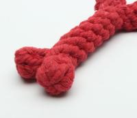 China Durable Cotton Rope Dog Bone Chew Toy 16cm Red Puppy Tug Toy for sale