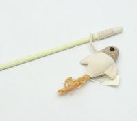 China Fish Shape Cat Teaser Stick Toy with Cotton Material for Interactive Play for sale