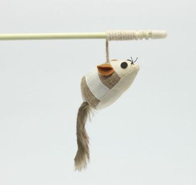 China Interactive Durable Pet Toy Mouse on a Stick Cat Toy 60cm Long Service Life Cotton for sale