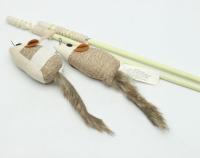 China Interactive Durable Pet Toy Mouse on a Stick Cat Toy 60cm Long Service Life Cotton for sale