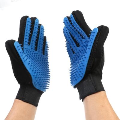 China TPE Flexible Five Finger Pet Comb Glove 200 Soft Silicone Tips Dog Brush for Long Short Hair for sale