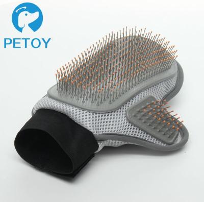 China PVC Pet Grooming Glove Brush 24.5x19cm Mesh Cloth Dog Shower Glove for sale