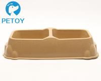 China Biodegradable Bamboo Fiber Pet Bowl 17x31.5x6.5cm Dog Cat Food Water Dish for sale