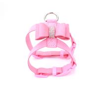 China Bowknot Soft Dog Vest Harness with Rhinestone Adjustable S M L 40-70g for sale