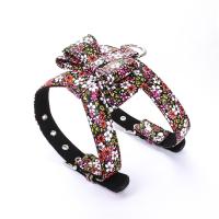 China No Pull Leather Dog Walking Training Harness with Bow Floral Design S M L for sale