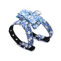 China No Pull Leather Dog Walking Training Harness with Bow Floral Design S M L for sale