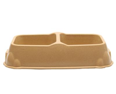 China Biodegradable Bamboo Fiber Dog Cat Food Bowls 17x31.5x6.5cm Easy Clean Non-Skid for sale
