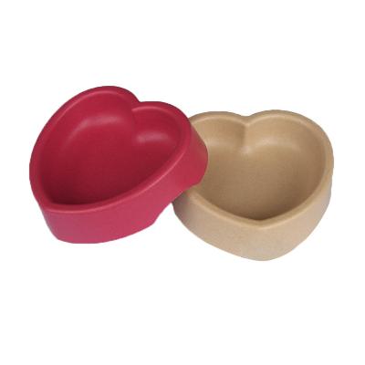 China Heart Shaped Dog and Cat Bowl 16.5cm Bamboo Fiber Unbreakable Eco Friendly Pet Feeder for sale