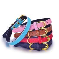 China Soft Comfortable Buckle Dog Collars Leather Dog Collars Customized Color for sale
