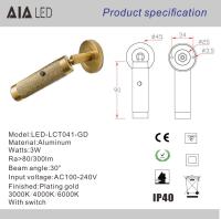 China 3W Luxury Gold Led Reading Light AC100-240V Bedroom Bedside Lighting Illumination Hotel Home Villa Sconces hotel light for sale