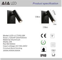 China Simple recessed mounted knob switch 3W led wall lamp bed wall reading light for bedroom decoration for sale