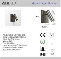 China Simple recessed mounted knob switch 3W led wall lamp bed wall reading light for bedroom decoration for sale