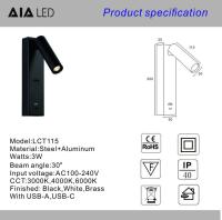 China Reading wall lighting bedside led wall lamp double USB-A type-C for villa hotel headboard wall light bracket light for sale