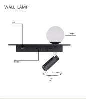 China USB led reading light 3W beadboard wall lighting led bed lamp headboard acrylic ball light bedside wall lamp background for sale
