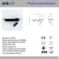China USB led reading light 3W beadboard wall lighting led bed lamp headboard acrylic ball light bedside wall lamp background for sale