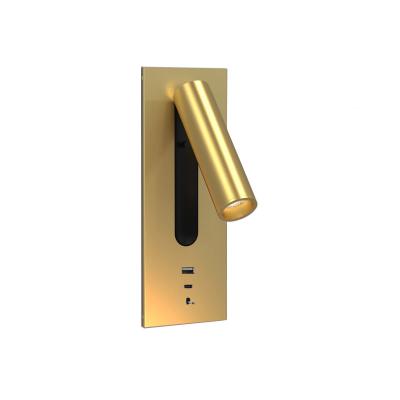 China Adjustable recessed flexible LED headboard reading lamp USB aluminum hotel villa bedside wall light bed wall lighting for sale