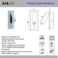 China Adjustable recessed flexible LED headboard reading lamp USB aluminum hotel villa bedside wall light bed wall lighting for sale