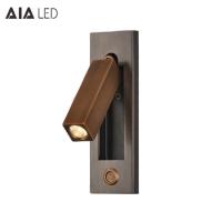 China Recessed mounted bedside reading light led reading wall light 3W rotate bedroom headboard wall light for hotel for sale