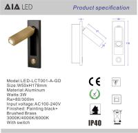 China Recessed mounted bedside reading light led reading wall light 3W rotate bedroom headboard wall light for hotel for sale